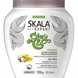 Brazilian Hair Treatment Keratina (Keratin) Plus Creme Treatment 1000g by Skala+ Skala Brazilian Hair Treatment Cream Vegan Coconut Oil 35oz | Creme de Tratamento Óleo de Coco Vegano 1kg