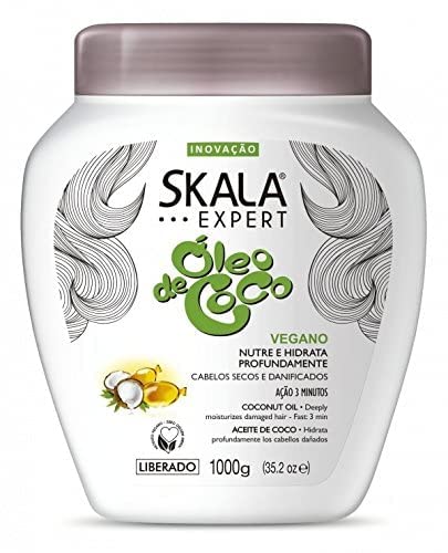 Brazilian Hair Treatment Keratina (Keratin) Plus Creme Treatment 1000g by Skala+ Skala Brazilian Hair Treatment Cream Vegan Coconut Oil 35oz | Creme de Tratamento Óleo de Coco Vegano 1kg