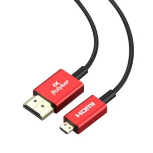 rulykar long 4k micro hdmi to hdmi 9.8ft/3m, ultra high speed 18gbps, ultra thin hdmi cord Φ2.5mm, 4k@60hz, compatible with 7 6 5 a6000 a6300 camera b500 and more