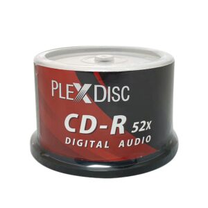 plexdisc ty series blue cd-r 52x 700mb digital audio logo top recordable media disc - 50pk cake box 669-814-bx (ffb), 50 discs