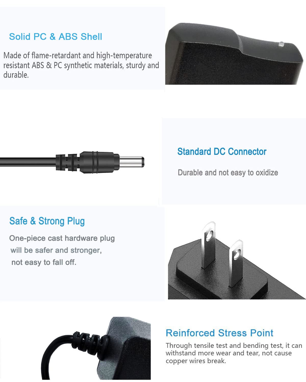 MTYTOT Universal 12.6V 1A Power Supply Adapter 100-240 AC to DC 1000mA 850mA 500mA with 2.5mm X 5.5mm DC Plug AC/DC Power Supply Transformer