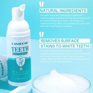 lanthome white foam teeth whitening products-tooth whitening mousse, easy to use teeth whitener foam for white teeth,freshens breath, whitens teeth & fights bad breath 50ml