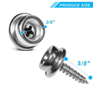 YeeBeny 50PCS Stainless Steel Screws Marine Grade Boat Canvas Snaps 3/8"Socket with Stainless Steel 5/8"Screw, Snaps for Boat Cover, Snap Screw Stud, Made of high-Quality Materials(50pcs)