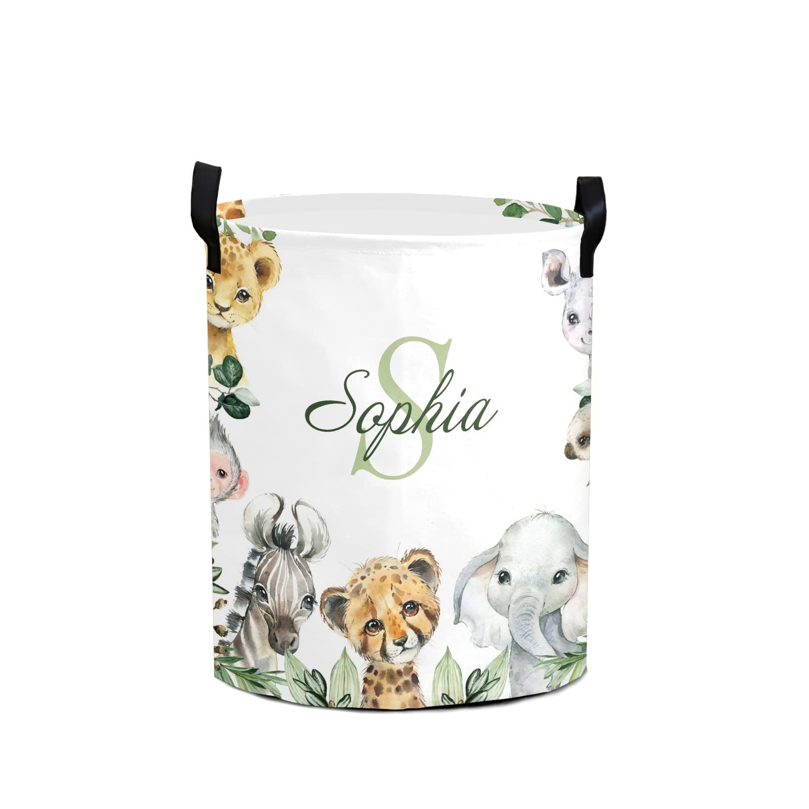 Animals Giraffe Sloth Laundry Hamper Basket Custom Name Collapsible Storage Bin Waterproof Clothes Storage Basket Room Decor Dirty Clothes Baskets for Gift