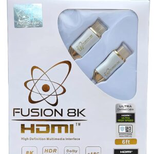 Fusion8K White HDR HDMI 2.1 Certified Cable Supports 10K 8K @60Hz and 4K @120Hz Compatible with Dolby Vision and All TVs, BluRay, Xbox Series X, PS5 (6 Feet)