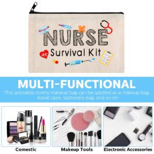 20 Pieces Nurse Cosmetic Bag Nurse Survival Kit Makeup Bags Canvas Multi Purpose Zipper Pouch Nurse Practitioner Gifts for Women Nurses School Nurse Practitioner Supplies