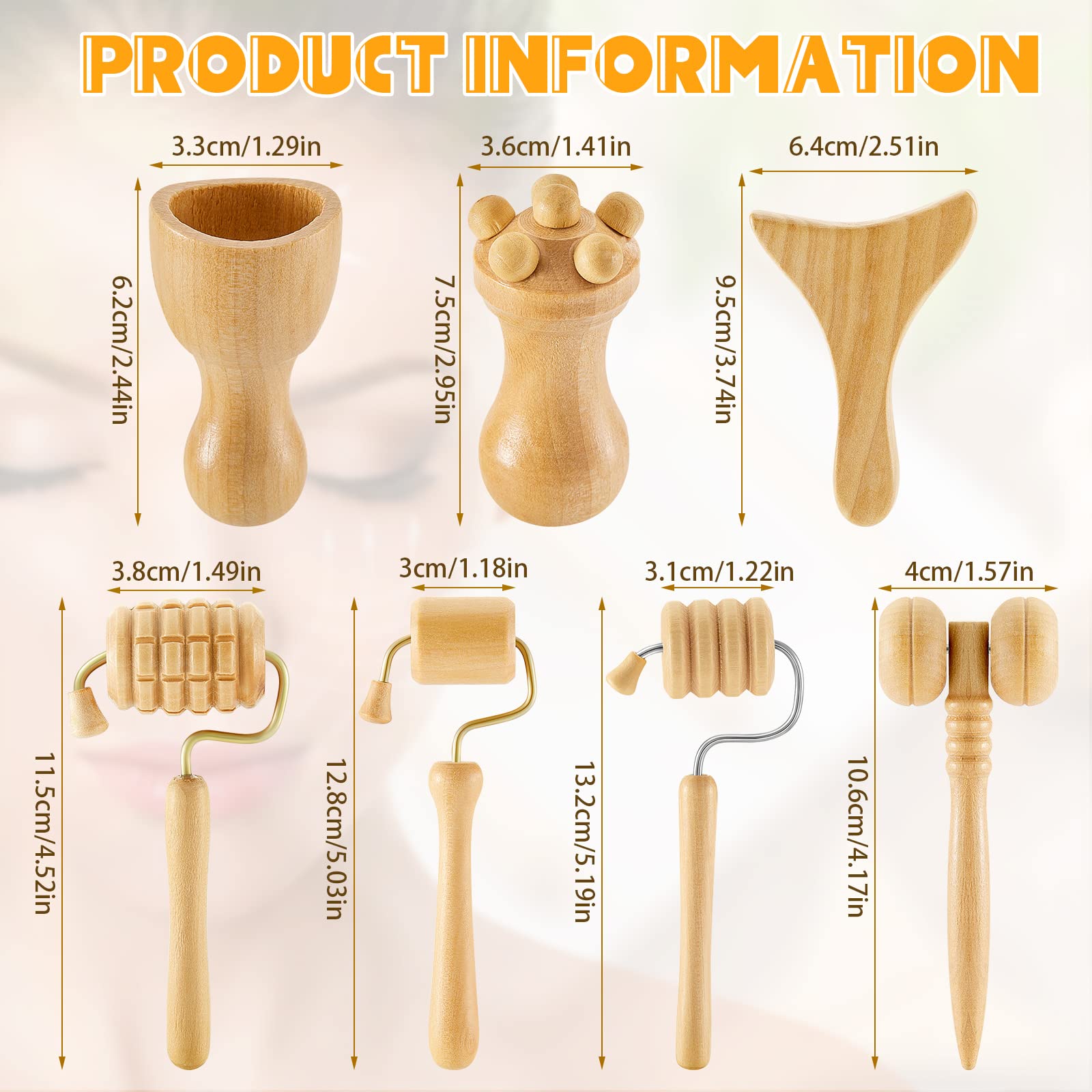 7 Pcs Wooden Face Massage Tool Set Wood Maderoterapia Kit Face Sculpting Tool Skin Care Facial Massager Cupping Facial Cups Contouring Facial Roller for Releasing Fatigue Women Girls, 7 Styles