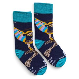 sock religious defend us in battle st. michael navy and sky blue boys and girls one size fits most polyester blend catholic inspirational fun crew socks, kids