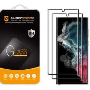 Supershieldz (2 Pack) Designed for Samsung (Galaxy S22 Ultra 5G) Tempered Glass Screen Protector, (3D Curved Glass) Anti Scratch, Bubble Free (Black)