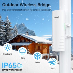 Wireless Bridge, UeeVii CPE452 Point to Point 5.8G Long Range Outdoor WiFi CPE with 14DBi High-Gain Antenna,24V PoE Adapter,2 LAN Port, Work with Starlik, Extend Network to Shop, Barn, Garage, 2Pcs