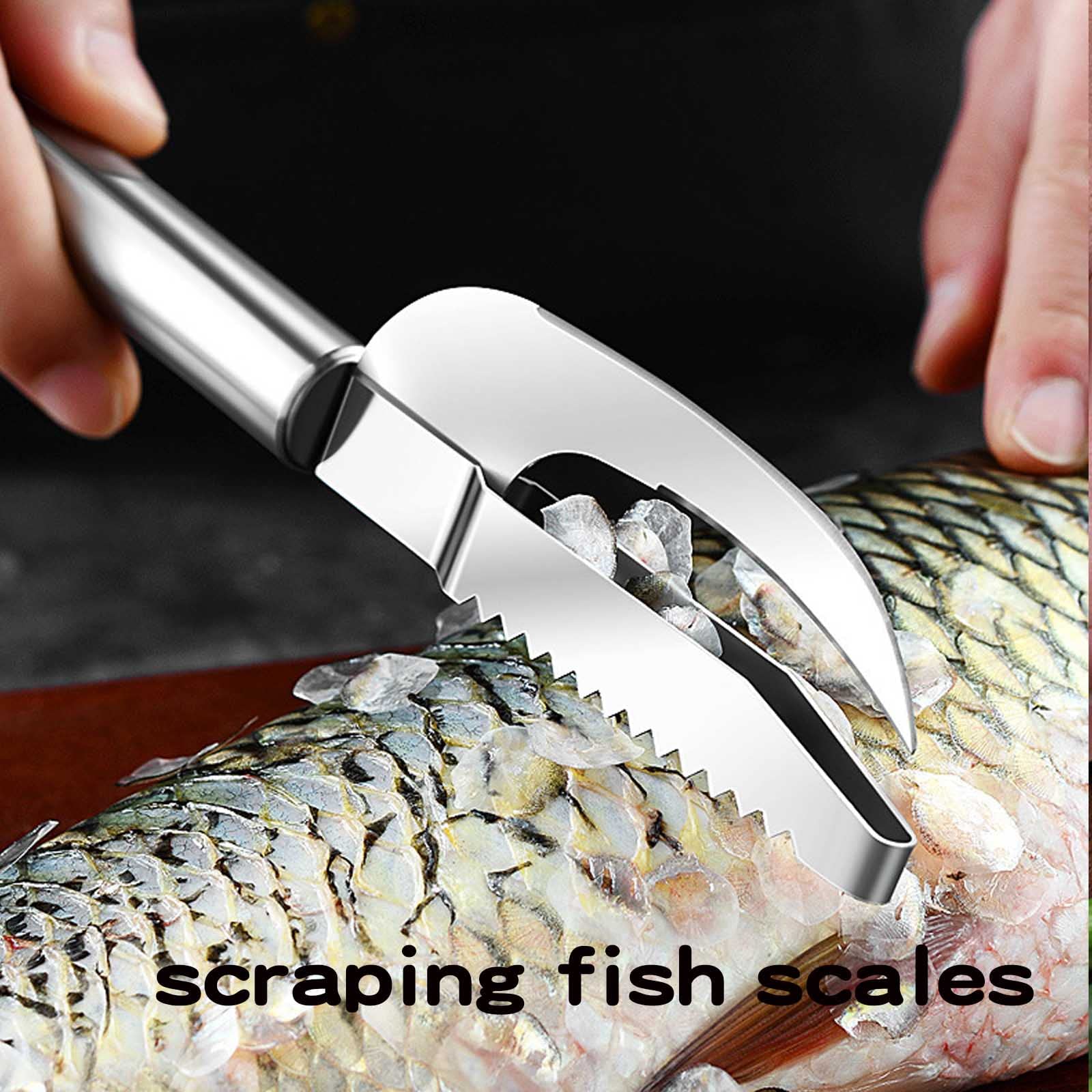 HENWAFX 3-in-1 Fish Scaler Remover Cutter,Fish Knife,Fish Hanging Stainless Steel,Fish Peeler Scaler Open Belly & Dig Out,Fish Cleaner Tool,Efficient Fish Descaler Tool for Chef and Kitchen Cooking