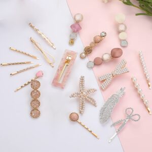 Parcce 20 Pieces Pearl Hair Clips Set, Hair Barrettes Acrylic Resin Sweet Decorative Bobby Pins Hairpin Headwear Hair Accessories Headwear for Women and Girls…