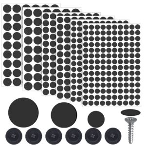 luter 580pcs screw cap stickers and 120pcs plastic screw cap covers screw hole caps and self-adhesive screw hole stickers for wood screws furniture cabinet (black)