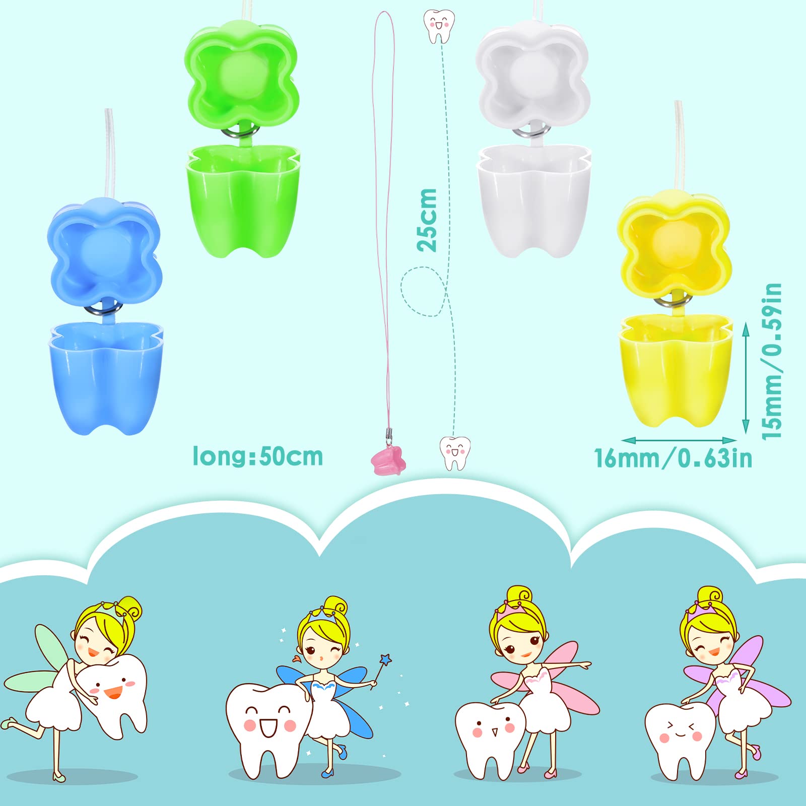 90 Pack Lost Teeth Saver Necklace Milk Teeth Storage Box Necklace Lovely Baby Milk Tooth Fairy Save Box Nice Child Teeth Keepsake Holder Tooth Organizer for Kids Lost Teeth Container, Shower Gift