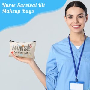 20 Pieces Nurse Cosmetic Bag Nurse Survival Kit Makeup Bags Canvas Multi Purpose Zipper Pouch Nurse Practitioner Gifts for Women Nurses School Nurse Practitioner Supplies