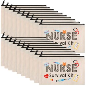 20 pieces nurse cosmetic bag nurse survival kit makeup bags canvas multi purpose zipper pouch nurse practitioner gifts for women nurses school nurse practitioner supplies