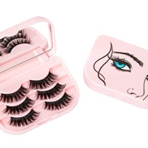 False Eyelash Case Lash Case Organizer Lash Container Box Empty Cosmetic Case Magnetic Eyelashes Storage Box with Mirror , Eyelashes Packaging Travel Storage Box Eyelash Bag(Light Pink)