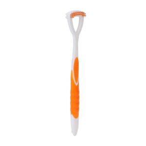 Tongue Scraper, Tongue Brush for Adults with Long Handle, Flexible, Safe and Protected for Breath Orange