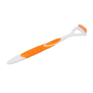 tongue scraper, tongue brush for adults with long handle, flexible, safe and protected for breath orange