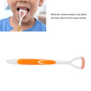 Tongue Scraper, Tongue Brush for Adults with Long Handle, Flexible, Safe and Protected for Breath Orange