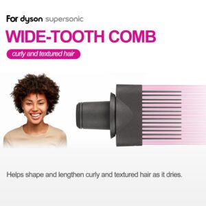 NINEBIRD Wide-Tooth Comb Attachment Nozzles for Dyson Supersonic Hair Dryer Hd01 Hd02 Hd03 Hd04 Hd08 Tools Accessaries Parts (Wide-Tooth Comb), Black