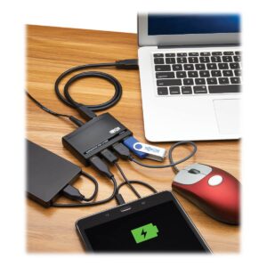 Tripp Lite 4-Port USB-A Mini Hub - USB 3.2 Gen 1, Up to 5 Gigabits per Second, Plug-and-Play No Software Needed, International Plug Adapters for UK, EU, & Australia - 1-Year Warranty (U360-004-R-INT)