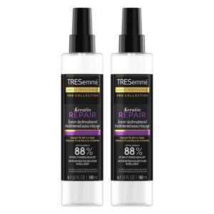 tresemmé hair care pro collection keratin repair leave in conditioner treatment, visibly seals split ends, tames flyaways for healthy looking hair, 2 pack - 6.1 fl oz ea