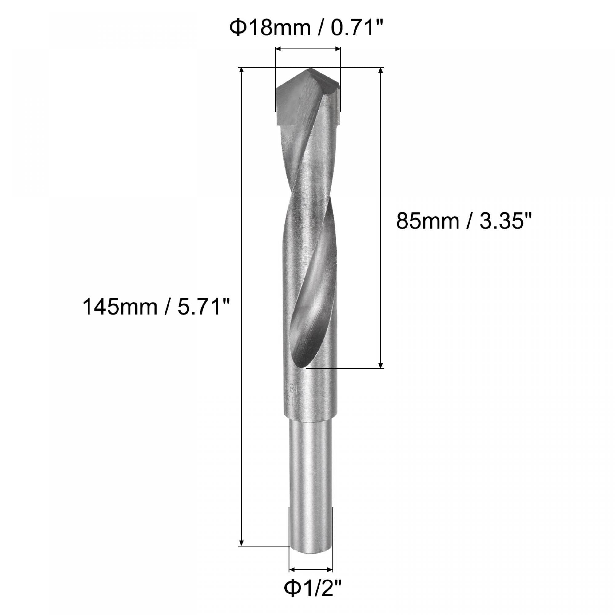 uxcell 18mm Reduced Shank Cemented Carbide Twist Drill Bits for Hardened Steel Stainless Steel, 1/2 Inch Straight Shank