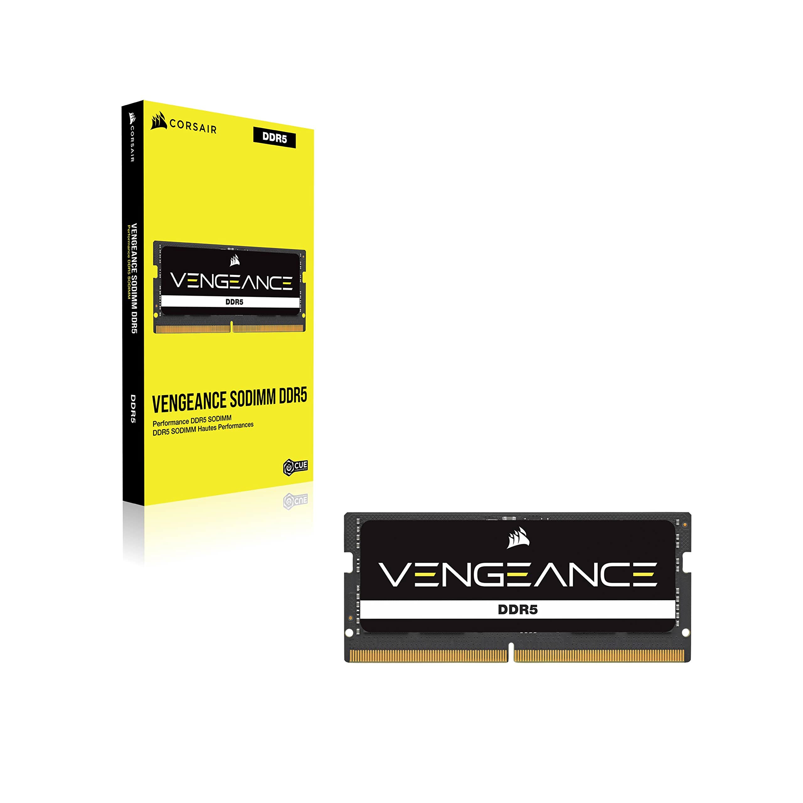 CORSAIR VENGEANCE SODIMM DDR5 RAM 64GB (2x32GB) 4800MHz CL40 Intel XMP iCUE Compatible Computer Memory - Black (CMSX64GX5M2A4800C40)