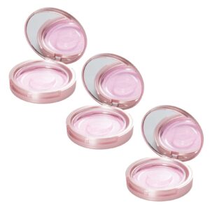 qeuly 3 pack eyelash case, circle lash packaging case with makeup mirror, eyelash storage empty box with false eyelash holder for women and girls (rose gold)