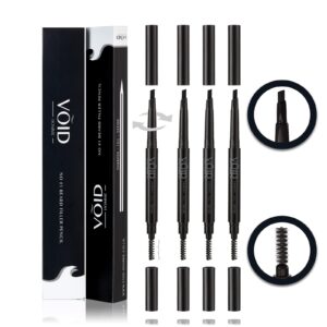 void homme beard pencil filler for men (black, set of 4) - instant full beard pen kit with easy liner and waterproof filling pencil