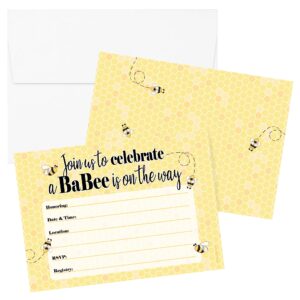 distinctivs bumble bee baby shower party invitations - babee on the way - 10 cards with envelopes