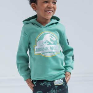 Jurassic World Dinosaur Big Girls Fleece Pullover Hoodie Black/Green 10-12