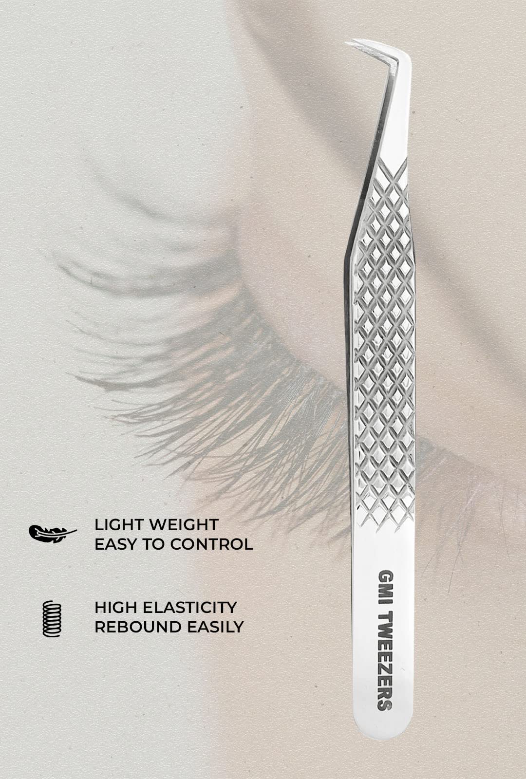 GMI Lash Tweezers - Set of 5 Eyelash Tweezers - Stainless Steel Eyelash Extension Tweezers - Multipurpose Lash Tweezers for Eyelash Extensions for Individual.