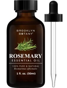 brooklyn botany rosemary essential oil – 100% pure and natural – premium grade oil with dropper - for aromatherapy and diffuser - 1 fl oz