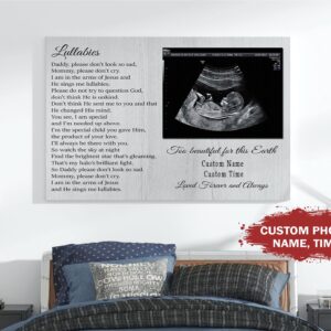 Naughty Puppy Baby Memorial Canvas| Too Beautiful For This Earth Wall Art| Personalized Keepsake Gift Loss of Stillborn Infant Miscarriage| In Loving Memory JC453 (10x8 inch)