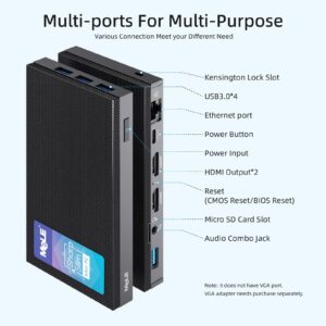 MeLE Mini PC Fanless Quieter3Q Windows 11 Pro N5105 8GB/256GB, Mini Computer Dual HDMI 4K 2.4G/5GHz Wi-Fi BT5.1 Micro PC Support M.2 SSD Gigabit Ethernet on Business Industrial IoT Office Home