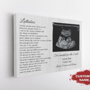 Naughty Puppy Baby Memorial Canvas| Too Beautiful For This Earth Wall Art| Personalized Keepsake Gift Loss of Stillborn Infant Miscarriage| In Loving Memory JC453 (10x8 inch)