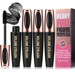 3 pack 4d silk fiber lash mascara, waterproof smudge-proof thickening mascara black thickening lengthening mascara, all day exquisitely full, long, thick, long-lasting no flaking lash extensions