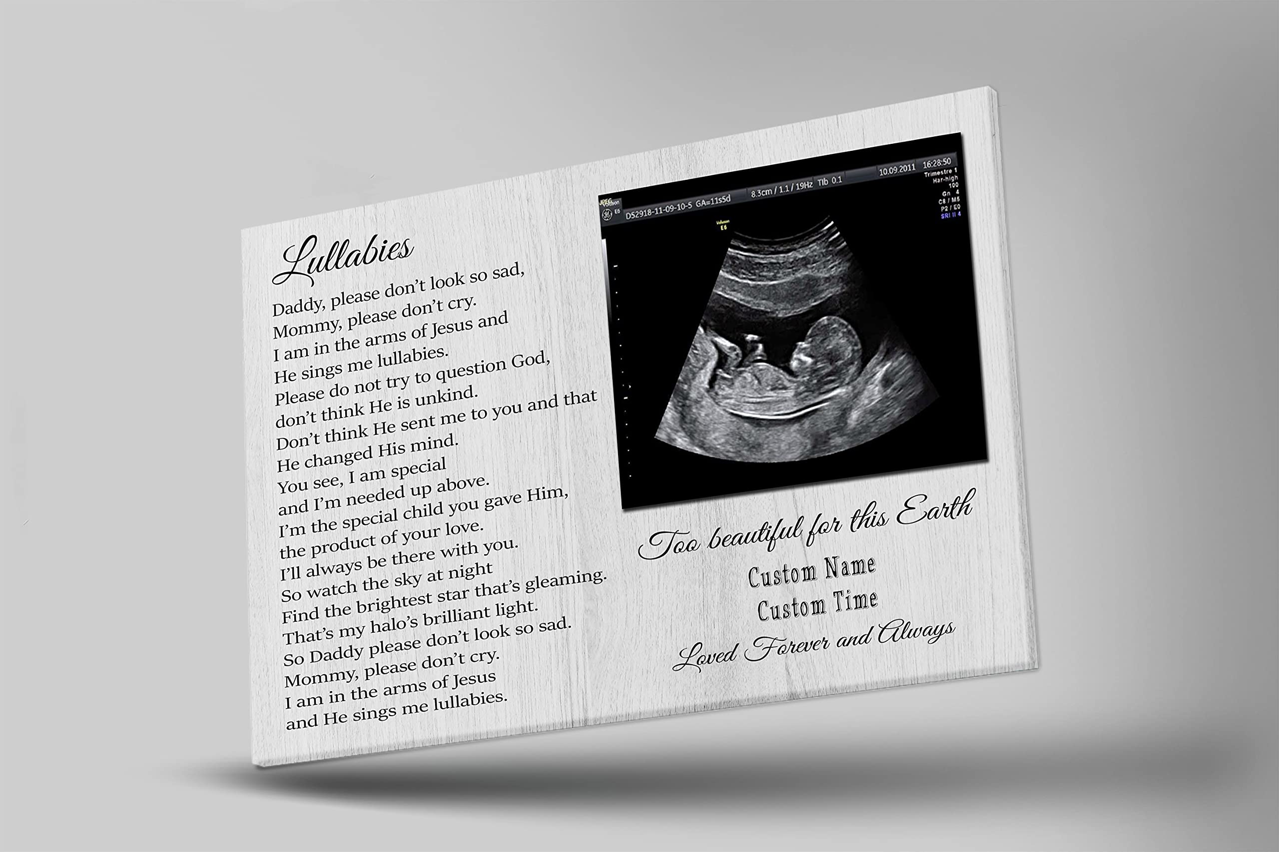 Naughty Puppy Baby Memorial Canvas| Too Beautiful For This Earth Wall Art| Personalized Keepsake Gift Loss of Stillborn Infant Miscarriage| In Loving Memory JC453 (10x8 inch)