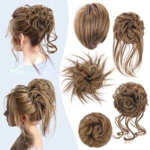 hmd 5 pieces messy hair bun hairpiece tousled updo for women hair extension ponytail scrunchies with elastic rubber band long updo messy hairpiece hair accessories set for women（12/24）