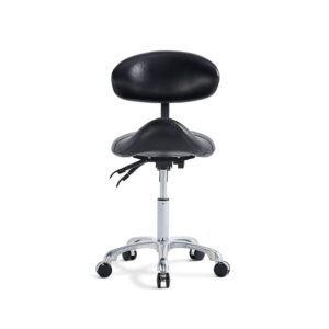 mwosen saddle stool chair with back rolling esthetician seat for salon tattoo shop spa facial lash home dentist clinic esthetician chair(with back support, black)