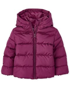 the children's place baby girls and toddler medium weight puffer jacket, wind-resistant, water-resistant jacket, purple rose, 5t us