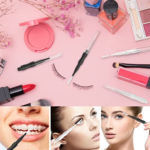 20 Pcs Micro Eyebrow Brush With Cap,Eyebrow Spoolie Brush Micro Eyebrow Lamination Brush 2 Size Multifunctional Micro Spooly Lash Mascara Brush Comb for Eyelash Lift Extensions Brow Clean(White,Black)