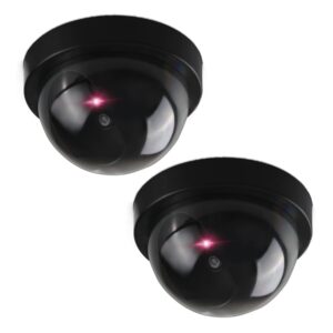 fake security camera - realistic set of 2 fake security cameras - durable dummy cameras for outside - battery-operated fake cameras with red light - fake outdoor camera for indoor or outdoor