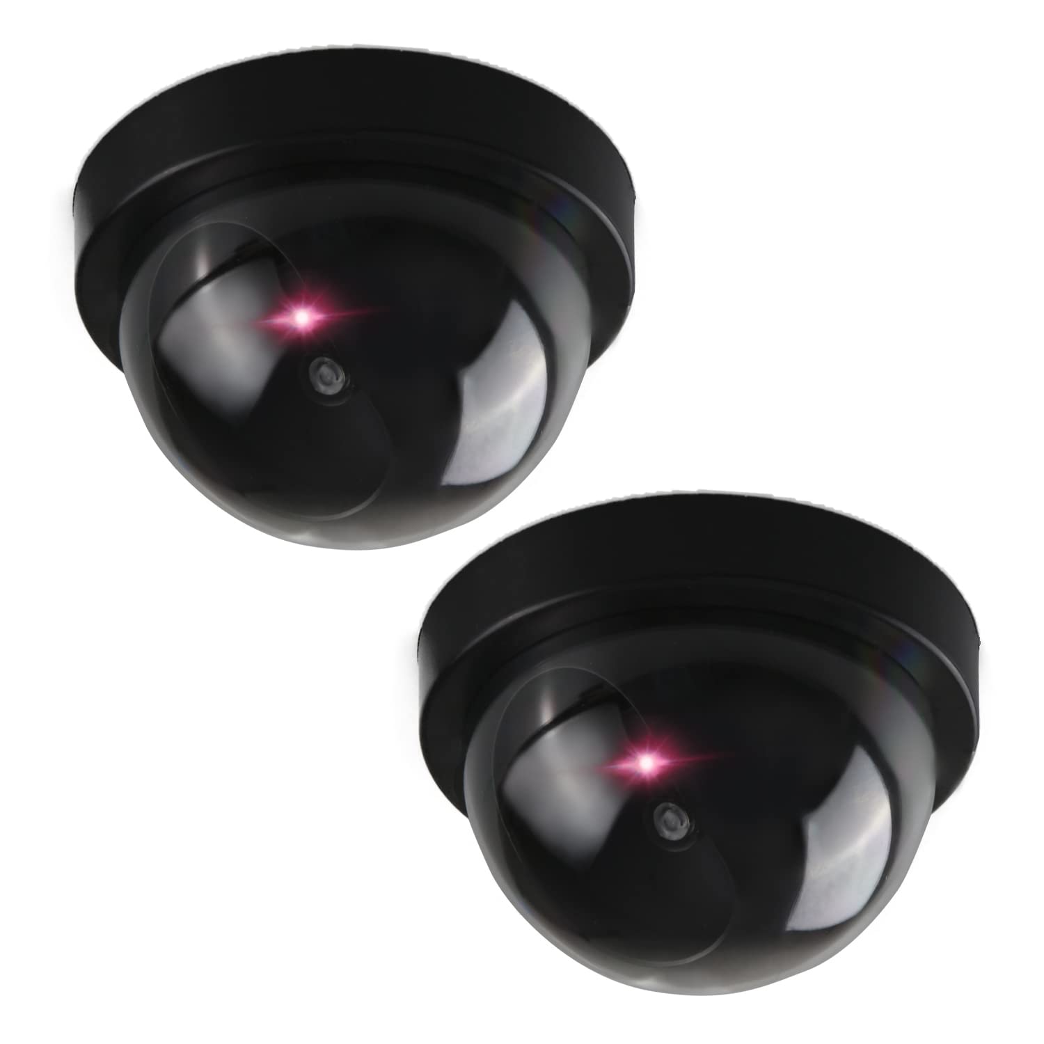 Fake Security Camera - Realistic Set of 2 Fake Security Cameras - Durable Dummy Cameras for Outside - Battery-Operated Fake Cameras with Red Light - Fake Outdoor Camera for Indoor or Outdoor