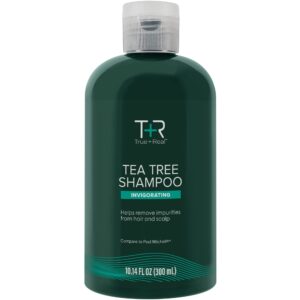 true+real tea tree shampoo, invigorating deep clean scalp care, refreshing mint scent, for all hair types, 10.14 oz