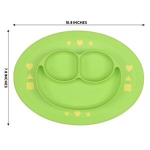 SERLY Baby Plates 2 Pack (Red/Green) - 100% Silicone Suction Plates for Babies - Baby Plates - Suction Plates for Toddlers - Toddler Plates - Baby Plates Microwave Dishwasher Safe - Learning Shapes