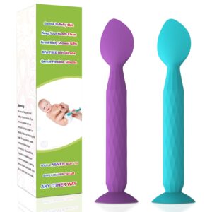 youngso diaper cream spatula - diaper cream applicator with suction cup base - hygienic and easy to clean -butt spatula for baby essentials -baby shower gifts - 2 pack,blue & purple