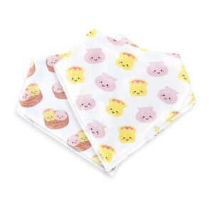 the wee bean organic cotton bandana bibs 2pcs set, baby bandana drool bibs for boys girls unisex, teething and drooling, absorbent layers - dim sum hargow siu mai